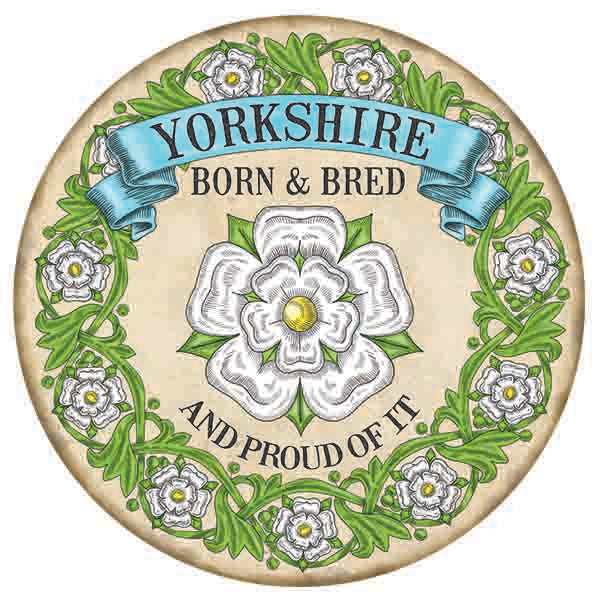 300mm Metal Circular Wall Sign Yorkshire Born and Bred - Yorkshire Store